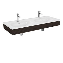 Vitra Equal Doppelm&ouml;belwaschtisch-Set 64095 130x52cm, mit M&ouml;belwaschtisch asymmetrisch, wei&szlig;, mit Holzblende ulme