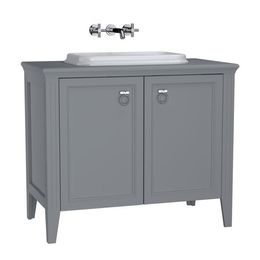 Vitra Valarte Einbauwaschtisch-M&ouml;bel-Set 62172 98 x 52 x 87,5 cm, 2 T&uuml;ren, Korpus grau matt/Waschtisch wei&szlig; hochglanz