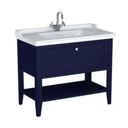 Vitra Valarte Waschtisch-M&ouml;bel-Set 65777 99,5x53x88cm, 1 Vollauszug, Korpus stahlblau/Waschtisch wei&szlig; hochglanz