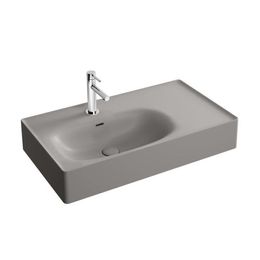 Vitra Equal Waschtisch 7242B476-0001 80x45cm, Hahnloch/&Uuml;berlaufschlitz, Becken links, Ablage rechts, steingrau matt VC