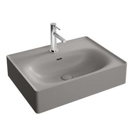Vitra Equal Waschtisch 7241B476-0001 60x45cm, mit Hahnloch mittig/&Uuml;berlaufschlitz, steingrau matt VC