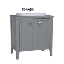 Vitra Valarte Einbauwaschtisch-M&ouml;bel-Set 62169 77,5 x 52 x 87,5 cm, 2 T&uuml;ren, Korpus grau matt/Waschtisch wei&szlig; hochglanz