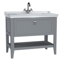 Vitra Valarte Waschtisch-M&ouml;bel-Set 62184 99,5 x 53 x 88 cm, 1 Vollauszug, Korpus grau matt/Waschtisch wei&szlig; hochglanz