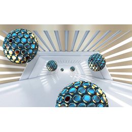 Fototapete papermoon "Abstrakt 3D Effekt", bunt, B:3,5m L:2,6m, Vlies, Tapeten