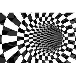 Fototapete papermoon "Gekacheltes abstraktes Schwarzweiss", bunt, B:3,5m L:2,6m, Vlies, Tapeten