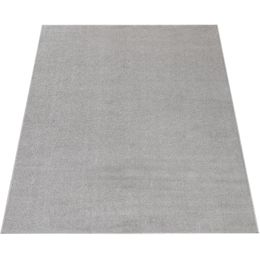L&auml;ufer Paco Home "Porto 890", silber (silberfarben), B:80cm H:13mm L:250cm, Polypropylen, Teppiche, L&auml;ufer, Teppich-L&auml;ufer, Kurzflor, Uni-Farben, ideal im Flur und Schlafzimmer