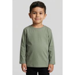 Langarmshirt name it "NMMVOBBO LS NREG TOP NOOS", Jungen, Gr. 80, shadow, Jersey, Obermaterial: 100% Baumwolle, unifarben, normal normal, Rundhals, abgesteppte Kante, Shirts Langarmshirt, in Basic-Form