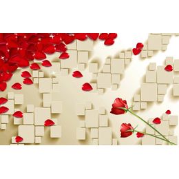 Fototapete papermoon "Muster mit Rosen", bunt, B:3,5m L:2,6m, Vlies, Tapeten