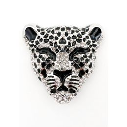 Brosche Firetti "Schmuck Geschenk Ansteckschmuck Leopard", schwarz (metallfarben, schwarz, wei&szlig;, wei&szlig;), Broschen, Damen, Metall, Brosche, mit Strasssteinen