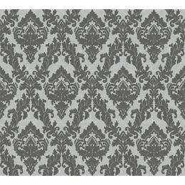 Vliestapete ARCHITECTS PAPER "Castello", grau (dunkelgrau hellgrau), B:0,52m L:10,05m, Vinyl, Vlies, Tapeten, Ornament Tapete Barock Tapeten Wohnzimmer Schlafzimmer K&uuml;che Flur B&uuml;ro