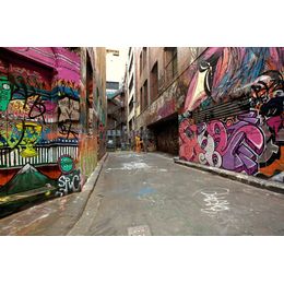 Fototapete papermoon "Graffiti-Gasse", bunt, B:3,5m L:2,6m, Vlies, Tapeten