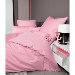 Bettw&auml;sche Janine "Colors", rosa (kreideros&eacute;), B/L: 240cm x 220cm, 1 Stk., 2 Stk., Mako-Satin, B/L: 80cm x 80cm & 80cm x 80cm, 3 Stk., Mako-Satin, Obermaterial: 100% Baumwolle, Bettw&auml;sche, Bettw&auml;sche, feinf&auml;dige uni Bettw&auml;sche f&uuml;r alle Jahreszeiten, Markenrei&szlig;verschluss