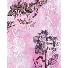 Vliestapete Komar "Digitaldruck Vlies - Baroque Pink - Gr&ouml;&szlig;e 200 x 250 cm", rosa, B:200m L:250m, Vlies, Tapeten, Wohnzimmer, Schlafzimmer