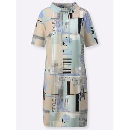 sheego Gro&szlig;e Gr&ouml;&szlig;en Jerseykleid mit Lettering-Print, bleu-sand-bedruckt, Gr&ouml;&szlig;e 54 - Damen