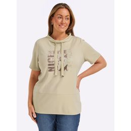 sheego Gro&szlig;e Gr&ouml;&szlig;en Kurzarmshirt mit Stehkragen, sand, Gr&ouml;&szlig;e 52 - Damen