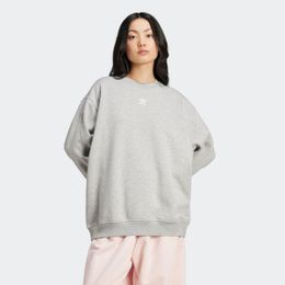 Sweatshirt adidas originals "ESSENTIALS FLEECE-, RUNDHALSAUSSCHNITT, LANG, OVERSIZED", Damen, Gr. XL, medium grau heather, Obermaterial: 80% Baumwolle, 20% Polyester, Rundhals, angesetztes B&uuml;ndchen, Sweatshirts Sweatshirt