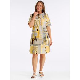 sheego Gro&szlig;e Gr&ouml;&szlig;en Jerseykleid mit Lettering-Print, ocker-sand-bedruckt, Gr&ouml;&szlig;e 44 - Damen