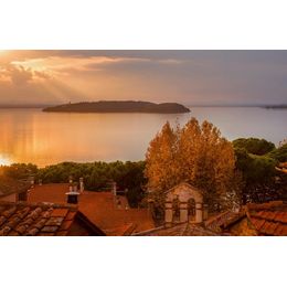 Fototapete papermoon "Dorf am Wasser", bunt, B:3,5m L:2,6m, Vlies, Tapeten