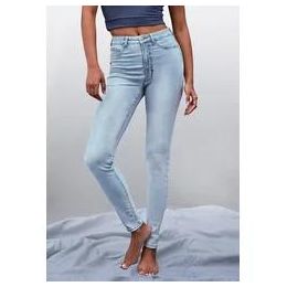 Jeansjeggings Lascana, Damen, Gr. 34, N-Gr, blau (light blau washed), Denim/Jeans, Obermaterial: 98% Baumwolle, 2% Elasthan, figurbetont lang, Jeans, mit Stretch-Anteil in R&ouml;hrenform
