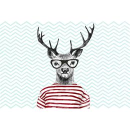 Fototapete ARCHITECTS PAPER "Atelier 47 Modern Deer 3", bunt (rot, blau, schwarz), B:4m L:2,7m, Vlies, Tapeten, Vlies, Wand, Schr&auml;ge, Decke