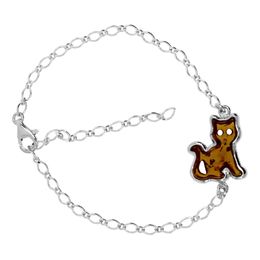 Armband OSTSEE-SCHMUCK "- Katze - Silber 925/000 - Bernstein" Gr. 20, silber (silber 925, silberfarben, wei&szlig;), Armb&auml;nder, Damen, Silber 925 (Sterlingsilber), Armband