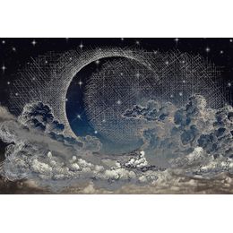 Fototapete ARCHITECTS PAPER "Atelier 47 Moon Sky 2", blau (dunkelblau, wei&szlig;, hellgrau), B:4m L:2,7m, Vlies, Tapeten, Vlies, Wand, Schr&auml;ge, Decke
