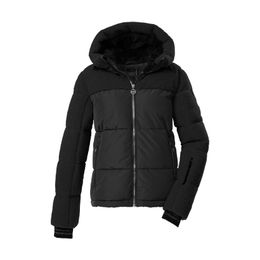 Skijacke Killtec "KSW 111 WMN SKI QLTD JCKT", Damen, Gr. 38, schwarz, Obermaterial: 100% Polyester;Futter: 100% Polyester;F&uuml;llung: 100% Polyester, Jacken Skijacke, Damen Ski-Steppjacke mit Glitzerstreifen und abnehmbaren Schneefang