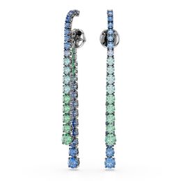 Paar Ohrh&auml;nger Swarovski "Schmuck Geschenk Matrix Drop-Ohrh&auml;nger", metallfarben, blau, gr&uuml;n, blau, gr&uuml;n, Ohrringe, Damen, Metall, mit Swarovski Kristall