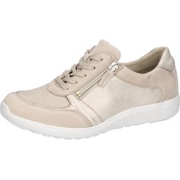 Waldl&auml;ufer Schn&uuml;rschuh WALDL&Auml;UFER "M-IRA-Soft", Damen, Gr. 9 (43), hellbeige, goldfarben, Nappaleder, Nubukleder, Textil, metallic, Schuhe Schn&uuml;rschuh, Freizeitschuh, Halbschuh, Schn&uuml;rschuh, Schuhweite M (=extrem weit)