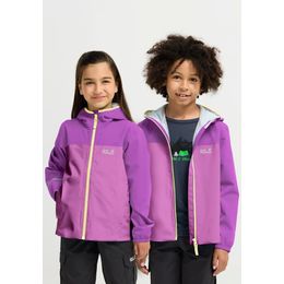 Regenjacke Jack Wolfskin "ADVENTURETRIBE 2L JKT K", Kinder, Gr. 152, foxglove, Obermaterial: 100% Polyester. Futter: 100% Polyester, normal, Jacken Regenjacke, Wasserdicht, atmungsaktiv, &Uuml;bergangsjacke