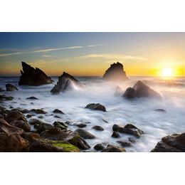 Fototapete papermoon "Adraga Beach Portugal", bunt, B:4,5m L:2,8m, Vlies, Tapeten