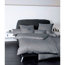 Bettw&auml;sche Janine "Colors", grau, B/L: 155cm x 200cm, 1 Stk., 1 Stk., Mako-Satin, B/L: 80cm x 80cm, 2 Stk., Mako-Satin, Obermaterial: 100% Baumwolle, Bettw&auml;sche, Bettw&auml;sche, feinf&auml;dige uni Bettw&auml;sche f&uuml;r alle Jahreszeiten, Markenrei&szlig;verschluss