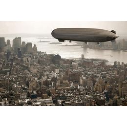 Fototapete papermoon "Zeppelin &uuml;ber New York", bunt, B:4,5m L:2,8m, Vlies, Tapeten