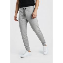 Jack & Jones Sweathose JACK & JONES "JPSTGORDON BASE SWEAT PANTS SN", Herren, Gr. L, N-Gr, light grau melange, Web, Obermaterial: 75% Polyester, 21% Baumwolle, 4% Elasthan, meliert, Hosen Sweathose, mit Kordelzug