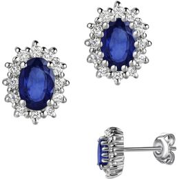 Paar Ohrstecker Firetti "Schmuck Geschenk Silber 925 Ohrschmuck Ohrringe Diana", blau (silberfarben, blau, kristallwei&szlig;, blau, kristallwei&szlig;), Ohrringe, Damen, Silber 925 (Sterlingsilber), Made in Germany - mit Zirkonia (synth.)