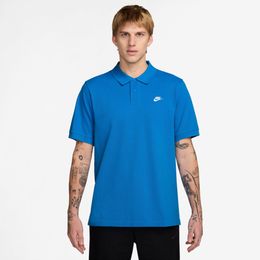 Poloshirt Nike Sportswear "M NK CLUB SS POLO PIQUE", Herren, Gr. XXL, lt photo blau, wei&szlig;, Jersey, Obermaterial: 100% Baumwolle, normal, Rundhals, Shirts Poloshirt, gerade Passform, kurze &Auml;rmel, 2-Knopf-Kragen, sportlicher Stil