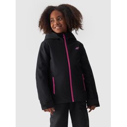 Skijacke 4F, M&auml;dchen, Gr. 152, schwarz, Web, Obermaterial: 100% Polyester. Futter: 100% Polyester. Wattierung: 100% Polyester, kontrastfarbene Details, hoch geschlossener Ausschnitt, eingesetzt eingefasste Kante mit Klettverschluss, Jacken Skijacke, Winterjacke