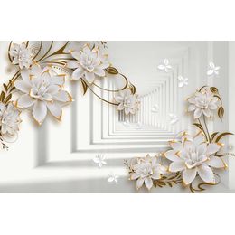 Fototapete papermoon "Muster mit Blumen", bunt, B:3,5m L:2,6m, Vlies, Tapeten