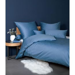 Bettw&auml;sche Janine "Colors", blau (jeansblau), B/L: 200cm x 200cm, 1 Stk., 2 Stk., Mako-Satin, B/L: 80cm x 80cm & 80cm x 80cm, 3 Stk., Mako-Satin, Obermaterial: 100% Baumwolle, Bettw&auml;sche, Bettw&auml;sche, feinf&auml;dige uni Bettw&auml;sche f&uuml;r alle Jahreszeiten, Markenrei&szlig;verschluss