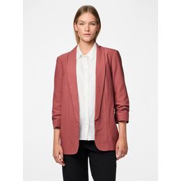 Blusenblazer Pieces "PCBOSELLA 3/4 BLAZER NOOS", Damen, Gr. L, beige (apple butter), Web, Obermaterial: 79% Polyester, 16% Viskose, 5% Elasthan, unifarben, slim fit h&uuml;ftbedeckend, Blazer Blusenblazer, Materialmix, regular fit