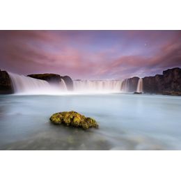 Fototapete papermoon "Photo-Art LUIGI RUOPPOLO, GODAFOSS UND DER MOND", bunt, B:4,5m L:2,8m, Vlies, Tapeten