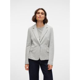 V&eacute;ro Moda Jerseyblazer VERO MODA "VMJULIA LS BLAZER", Damen, Gr. 42, grau (light grau melange), Piqu&eacute;, Obermaterial: 66% Polyester, 34% Baumwolle, meliert, tailliert, Blazer Jerseyblazer