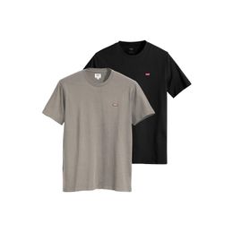Levi's T-Shirt LEVI'S "T-Shirt Original Housemark Tee 2er Pack", Damen, Gr. L, bunt (schwarz, khaki), Obermaterial: 100% Baumwolle CO., Shirts T-Shirt