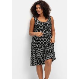 sheego Gro&szlig;e Gr&ouml;&szlig;en Strandkleid mit Grafikprint, schwarz bedruckt, Gr&ouml;&szlig;e 56 - Damen