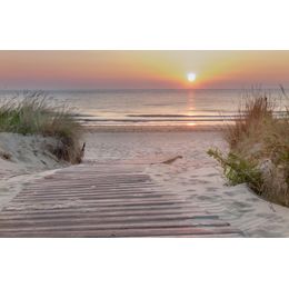 Fototapete papermoon "D&Uuml;NEN-NORDSEE STRAND SONNENUNTERGANG MEER NATUR DESIGN", bunt, B:5m L:2,8m, Vlies, Tapeten