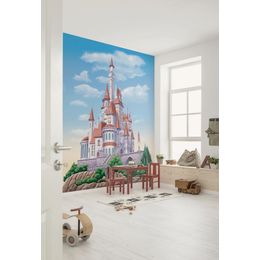 Kindertapete Komar "Disney Princess Belle Castle", blau, B:200m H:250m, Vlies, Tapeten