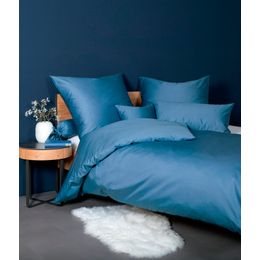 Bettw&auml;sche Janine "Colors", blau (jeansblau), B/L: 200cm x 220cm, 1 Stk., 2 Stk., Mako-Satin, B/L: 80cm x 80cm & 80cm x 80cm, 3 Stk., Mako-Satin, Obermaterial: 100% Baumwolle, Bettw&auml;sche, Bettw&auml;sche, feinf&auml;dige uni Bettw&auml;sche f&uuml;r alle Jahreszeiten, Markenrei&szlig;verschluss