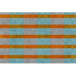 Fototapete ARCHITECTS PAPER "Atelier 47 Plaster Art 3", blau (grau, braun, himmelblau), B:4m L:2,7m, Vlies, Tapeten, Vlies, Wand, Schr&auml;ge, Decke
