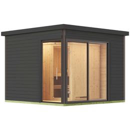 Saunahaus Weka "412", grau, Saunaofen, externe Steuerung, 7,5 kW, Saunen