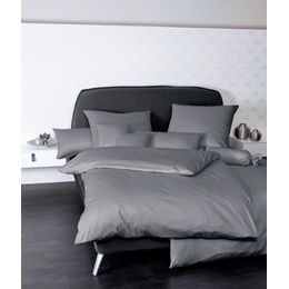 Bettw&auml;sche Janine "Colors", grau, B/L: 200cm x 220cm, 1 Stk., 2 Stk., Mako-Satin, B/L: 80cm x 80cm & 80cm x 80cm, 3 Stk., Mako-Satin, Obermaterial: 100% Baumwolle, Bettw&auml;sche, Bettw&auml;sche, feinf&auml;dige uni Bettw&auml;sche f&uuml;r alle Jahreszeiten, Markenrei&szlig;verschluss